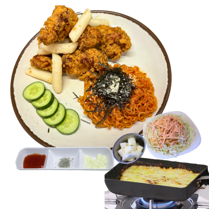 KFC Buldak Noodle Set 치면 세트 | popo lee